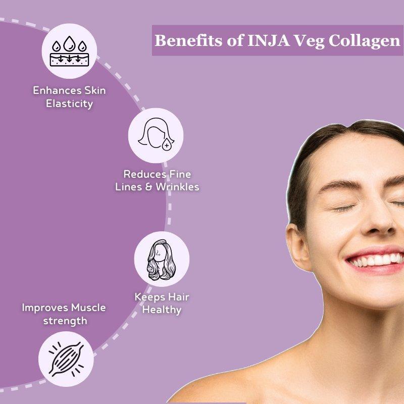 INJA Veg Collagen for Skin, Hair, Muscles & more - Blackcurrant Flavou