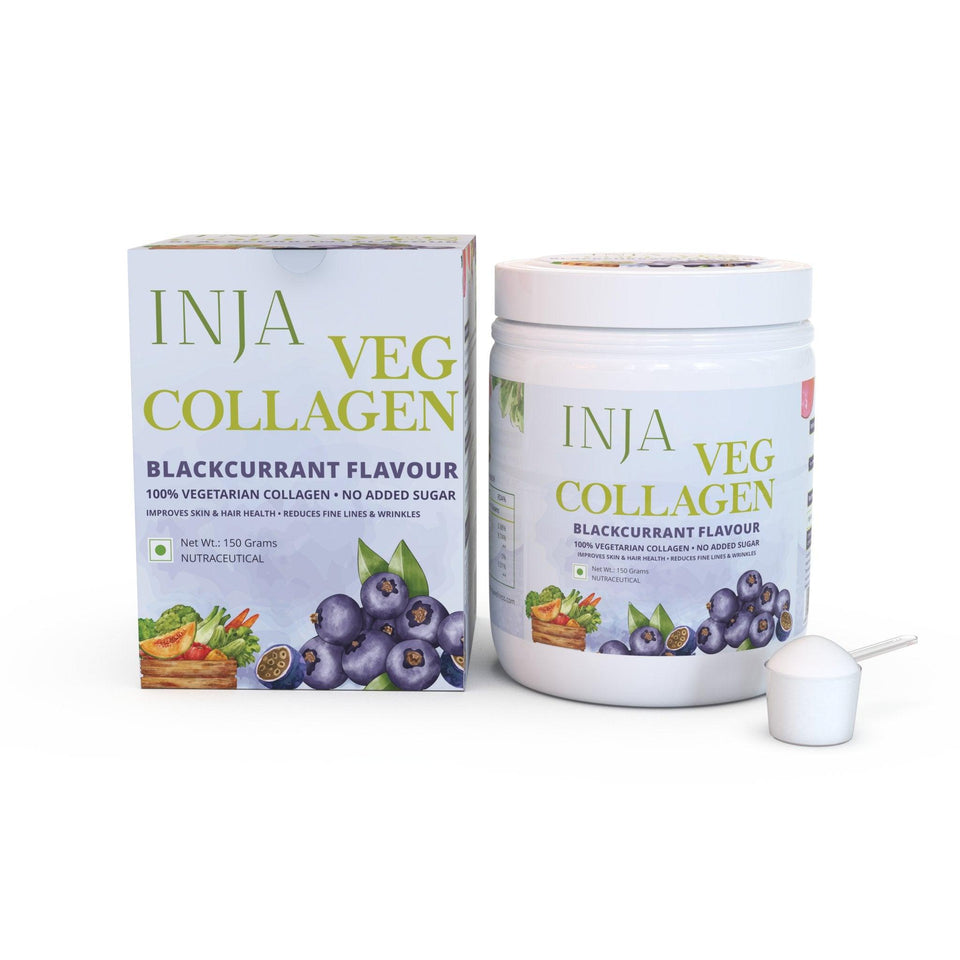 INJA Veg Collagen for Skin, Hair, Muscles & more - Blackcurrant Flavou