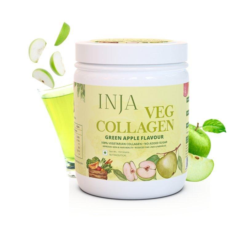 INJA Veg Collagen for Skin, Hair, Muscles & more - Green Apple Flavour